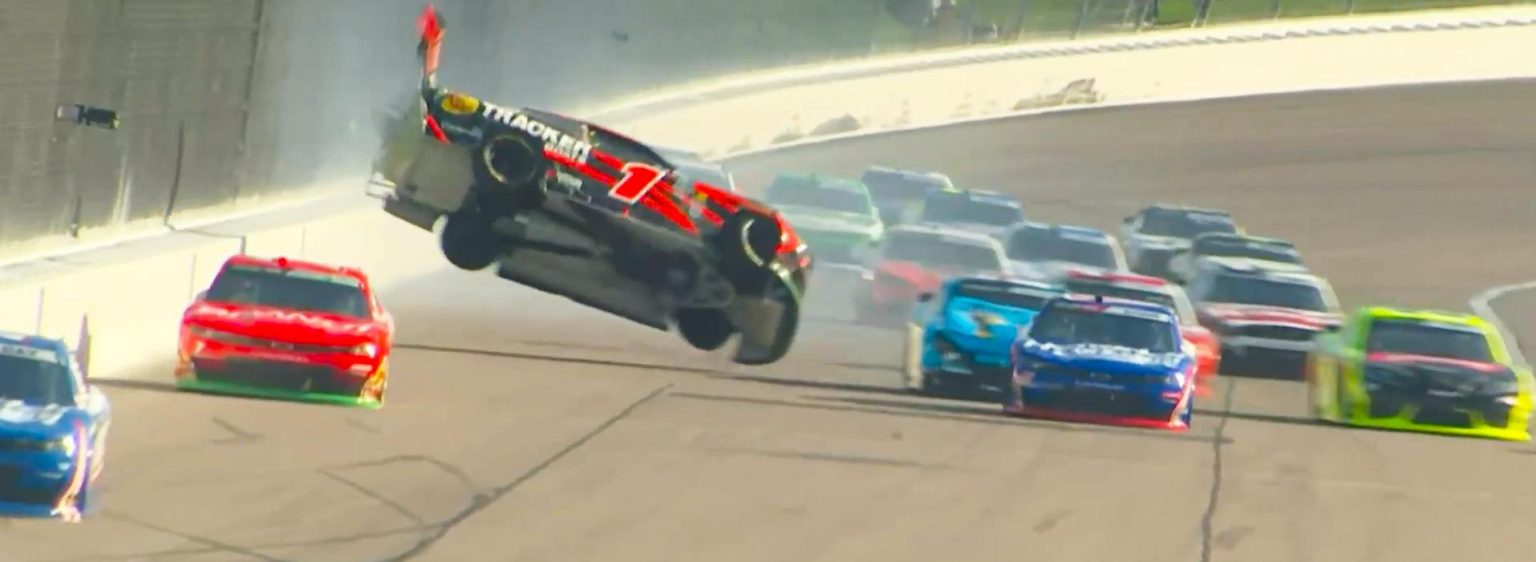 VIDEO - Carson Kvapil's car flips dramatically in violent Kansas crash ...